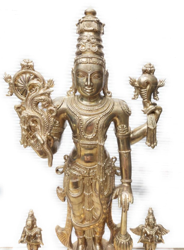 BRONZE VISHNU WITH GARUDAN AND HANUMAN - Silver Collections